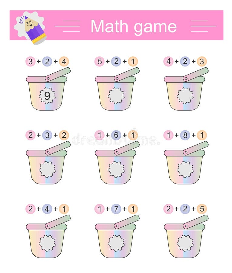 Math Game for Children. Number Range Up To 10. Preschool Worksheet ...