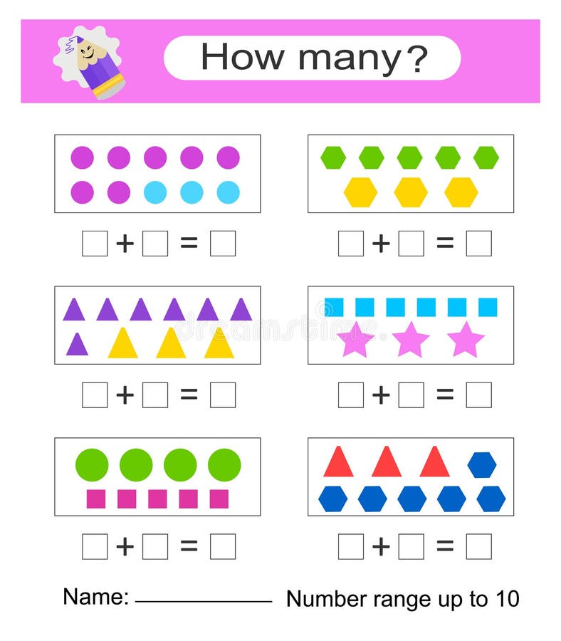 Math Game for Kids. Preschool Worksheet Activity Stock Vector ...