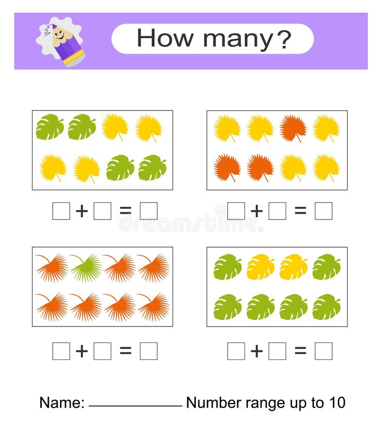 Math Game for Kids. Number Range Up To 10. Vector Illustration ...