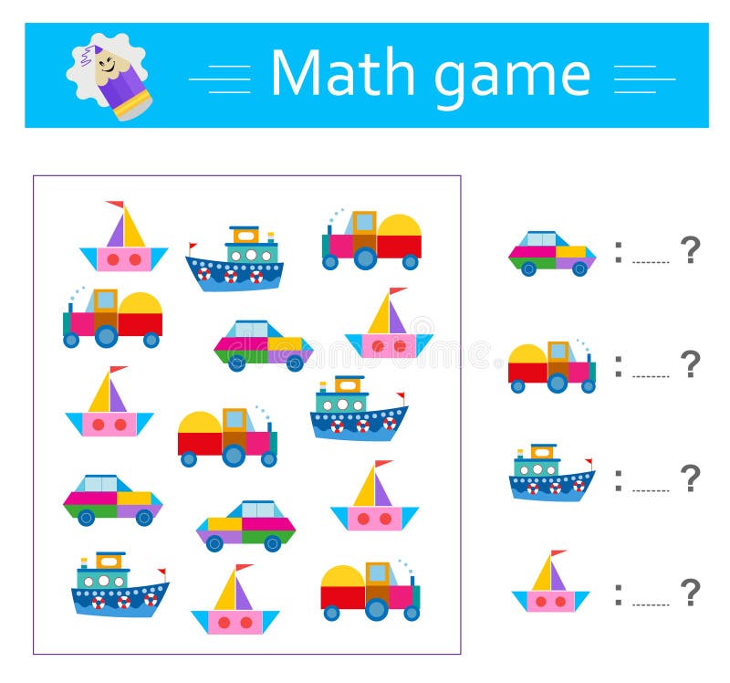 Math Game for Kids. Educational Material for Kids. Worksheet. Vector ...