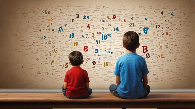 Math Genius Font Design Boy with Numbers Educational Concept Creative ...