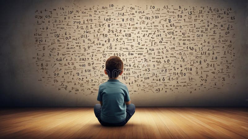 Math Genius Font Design Boy with Numbers Educational Concept Creative ...