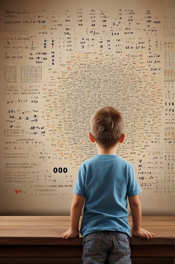 Math Genius Font Design Boy with Numbers Educational Concept Creative ...