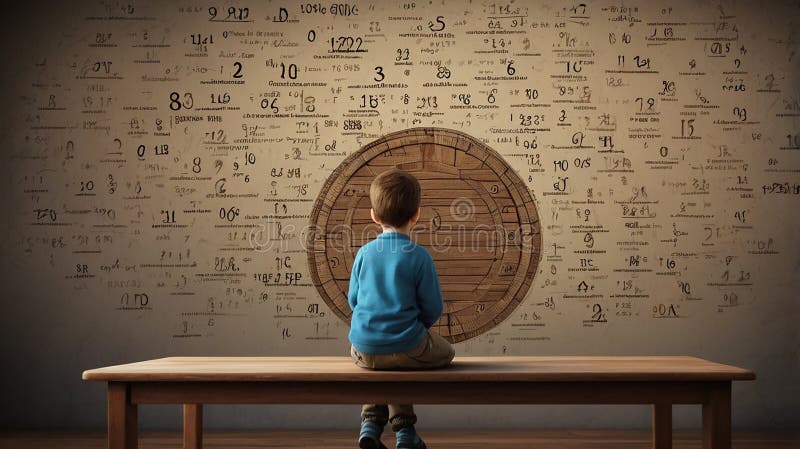 Math Genius Font Design Boy with Numbers Educational Concept Creative ...