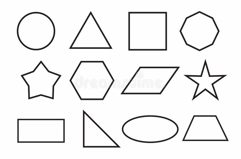 Geometric Shapes Outline Collection Diagram Element for Education and ...