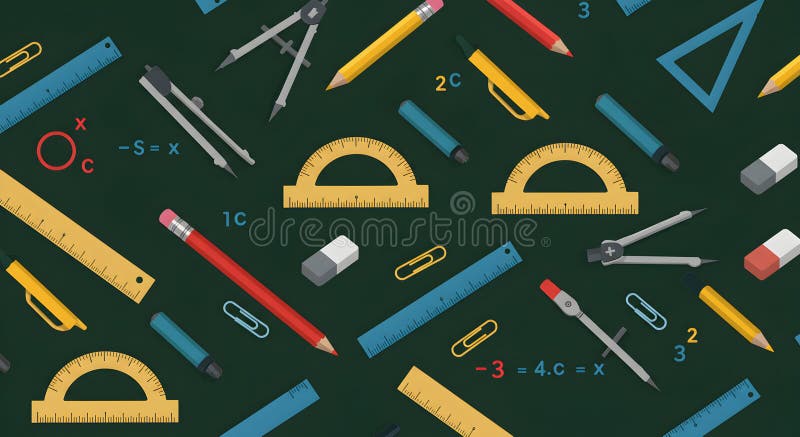 Math and Geometry Tools Pattern Stock Vector - Illustration of school ...