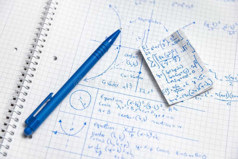 Math Handwriting in Notebook Closeup Stock Image - Image of kids ...