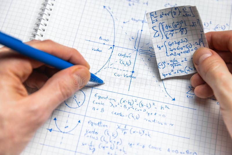 Math Handwriting in Notebook Closeup Stock Image - Image of paper ...