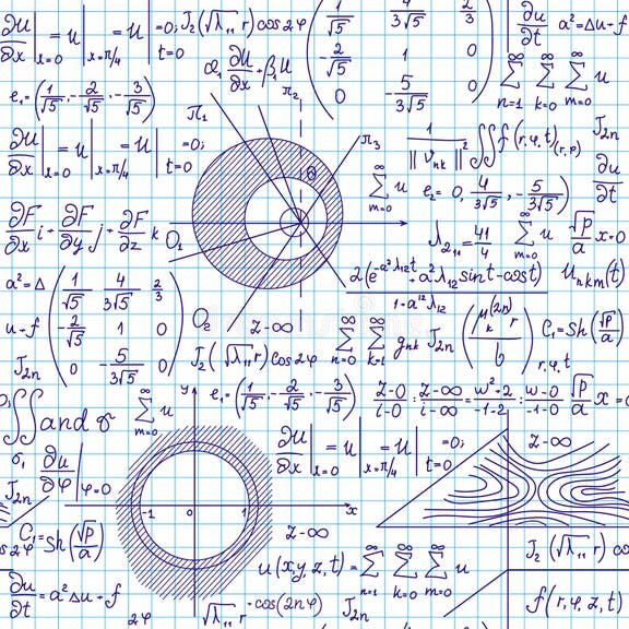 Math Handwritten Educational Vector Seamless Pattern with Formulas ...