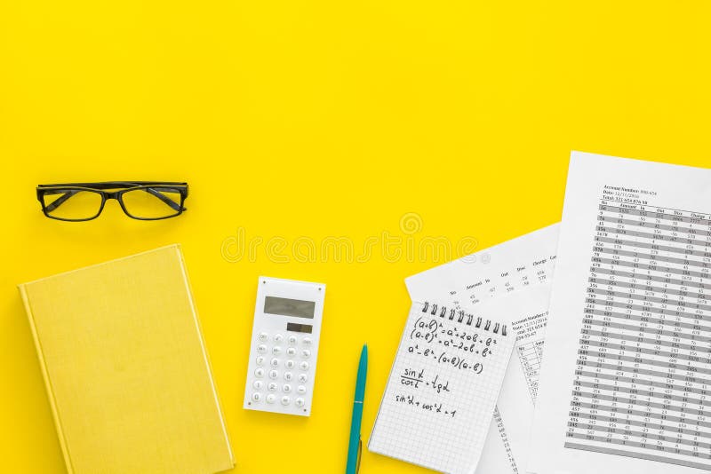 Math Homework. Math Textbook or Tutorial Near Sheet with Numbers ...