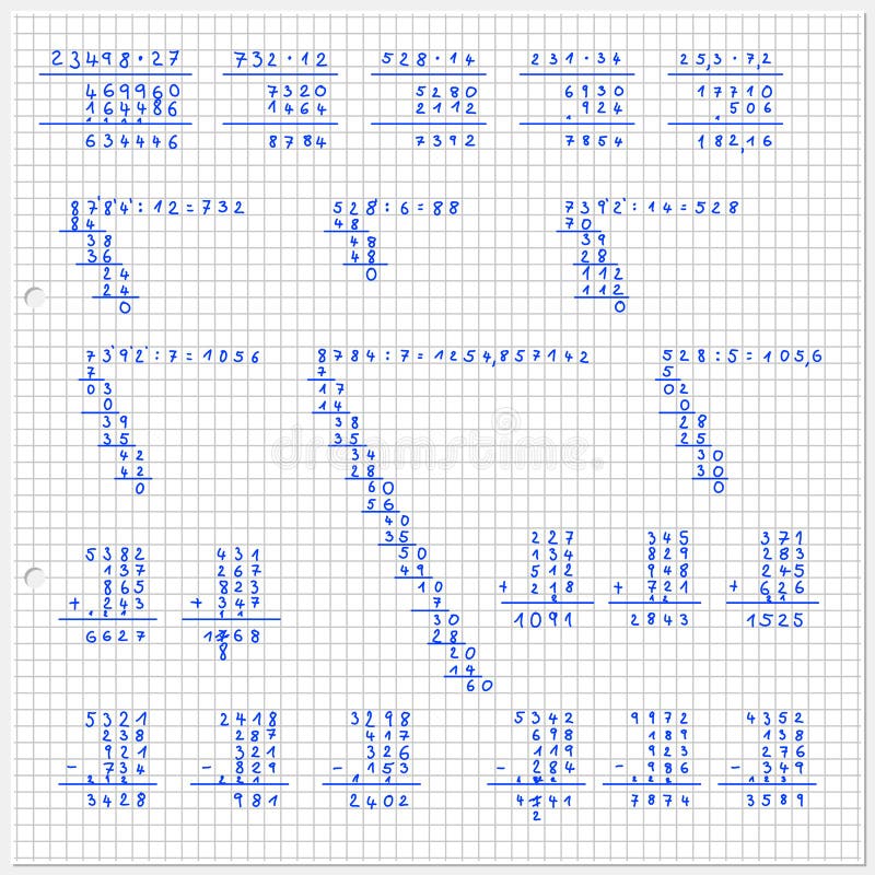 Math homework stock vector. Illustration of sheet, notepad - 30629038