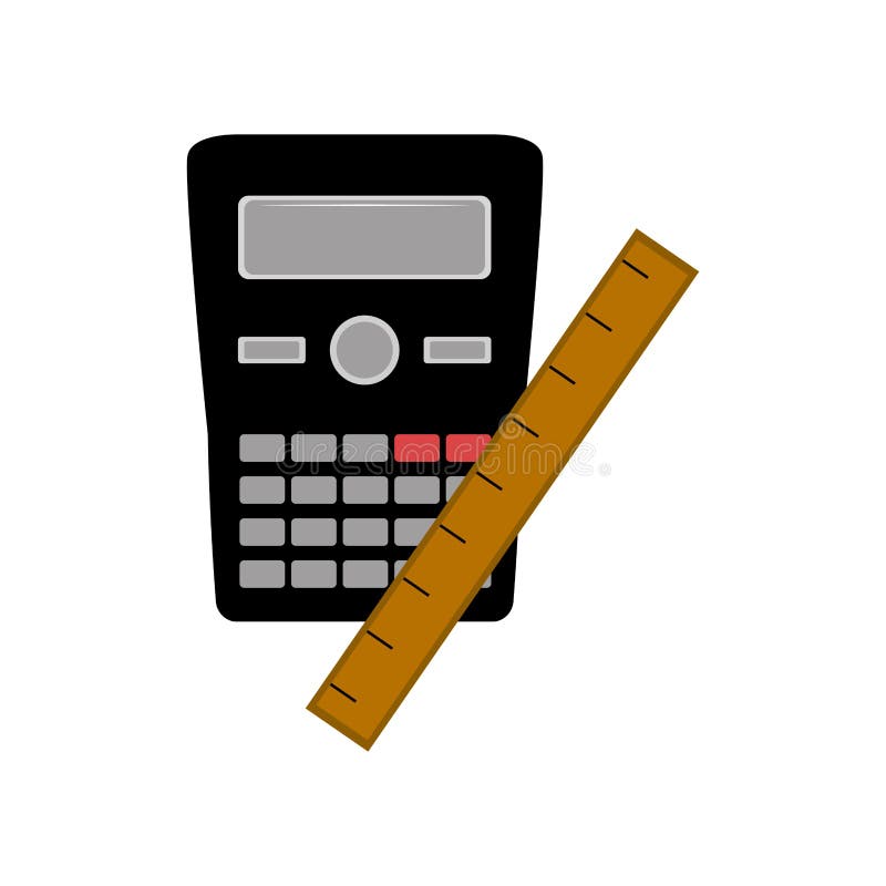 Math Icon. Calculator with a Ruler Stock Vector - Illustration of black ...