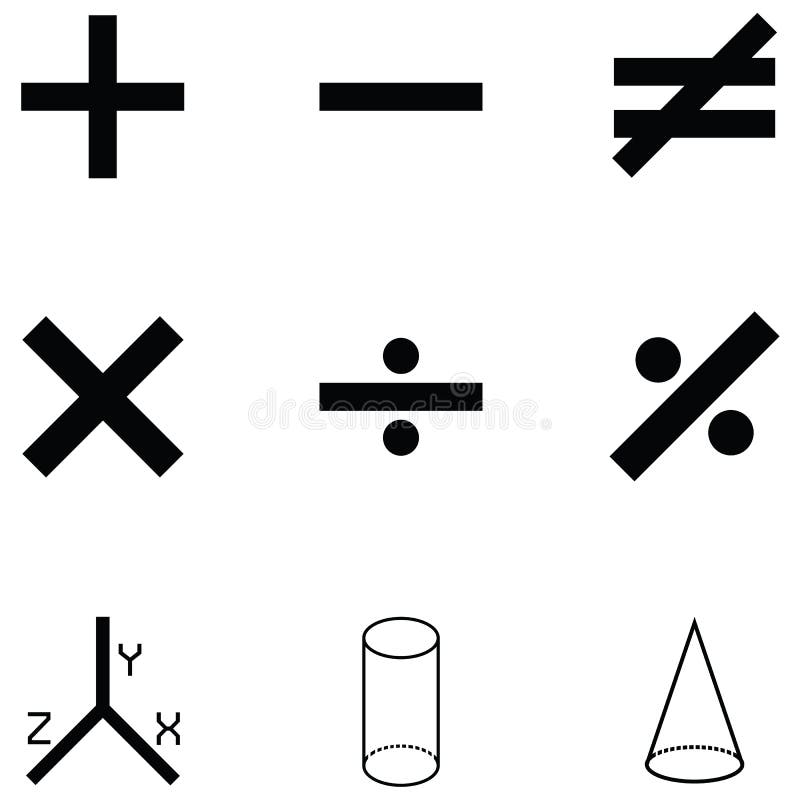 Math icon set stock vector. Illustration of icon, white - 120567988