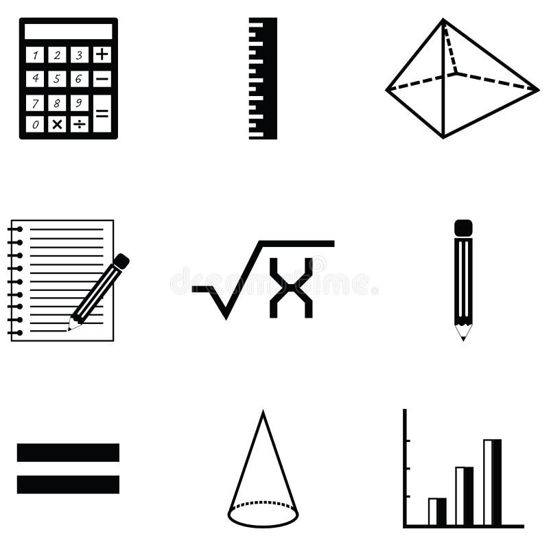 Math icon set stock vector. Illustration of square, white - 120568027