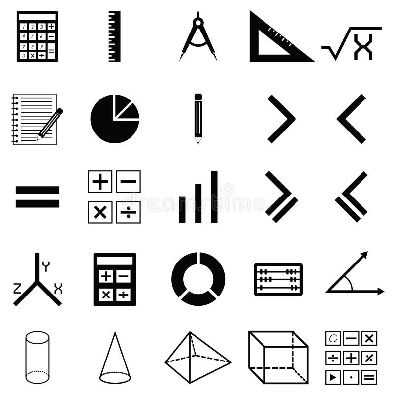 Math icon set stock vector. Illustration of school, business - 102678279