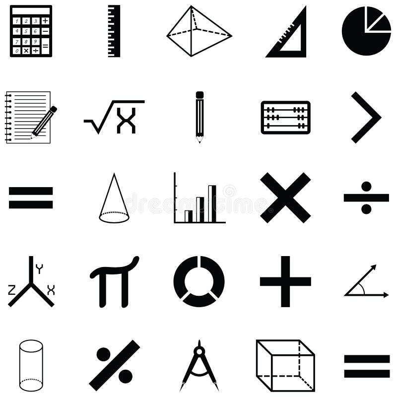 Math icon set stock vector. Illustration of series, symbol - 120568028