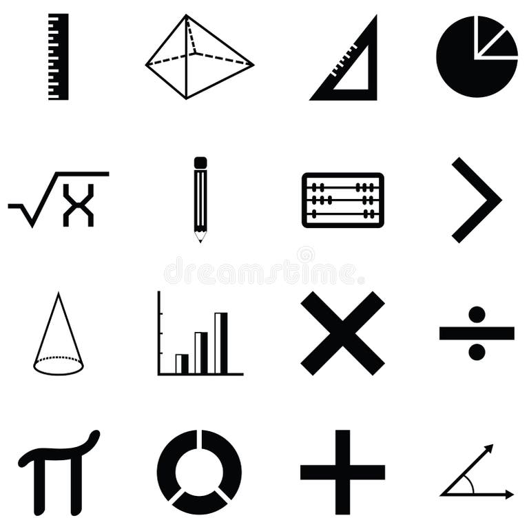 Math icon set stock vector. Illustration of square, sign - 120568045