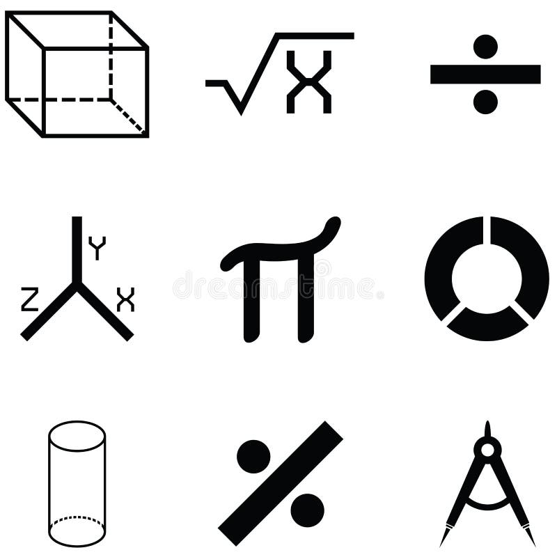 Math icon set stock vector. Illustration of square, black - 120568071