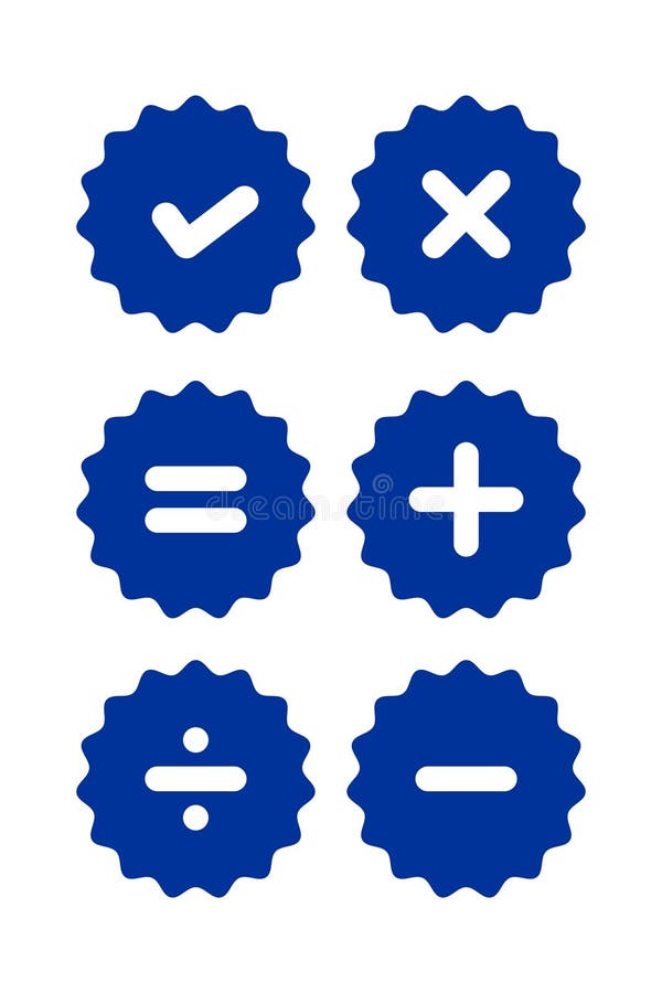 Six Math Icon Set with Blue Template Stock Vector - Illustration of ...