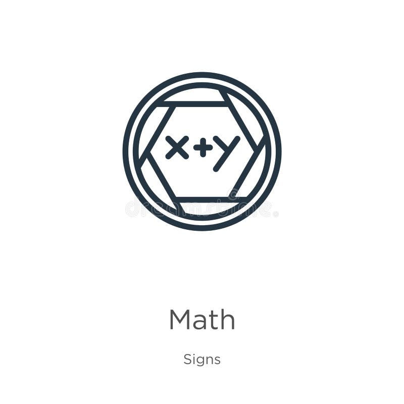 Math Icon. Thin Linear Math Outline Icon Isolated on White Background ...
