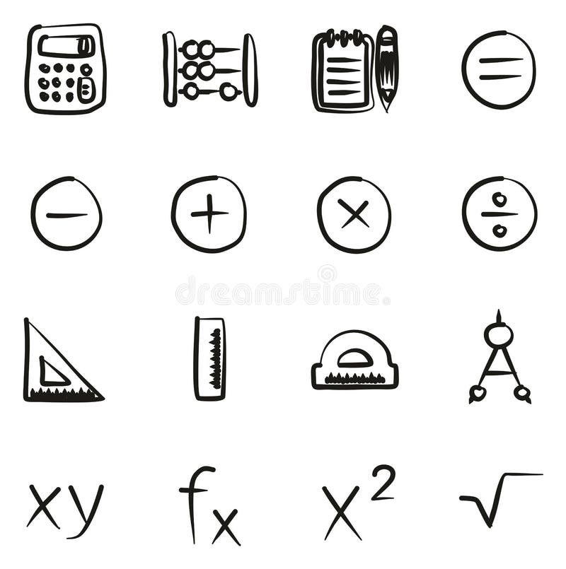 Math Icons Freehand stock vector. Illustration of flat - 118710557