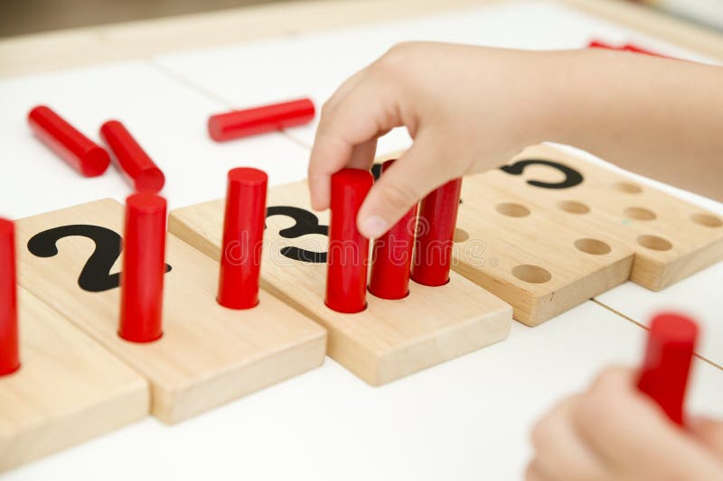 Wooden Figures of the Montessori Methodology. Stock Image - Image of ...