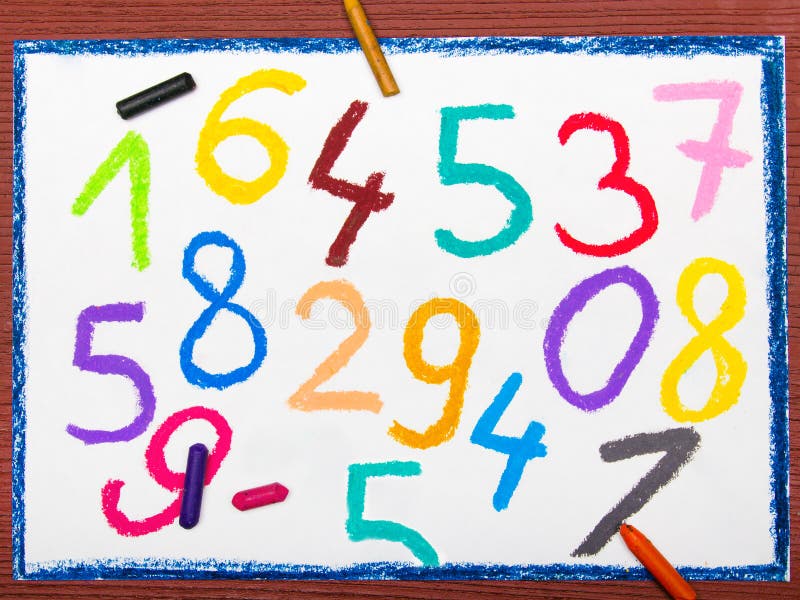 Math Lesson with Colorful Numbers Stock Illustration - Illustration of ...