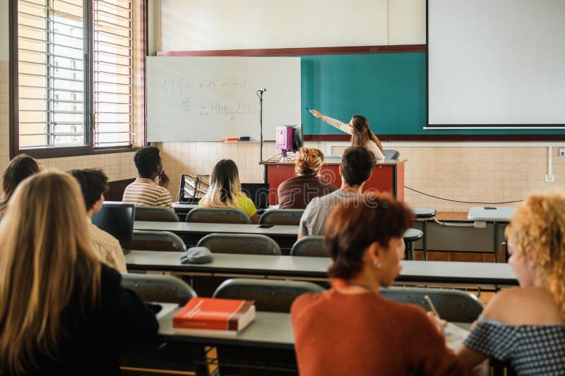 Math Lesson in University Auditorium Stock Image - Image of data ...