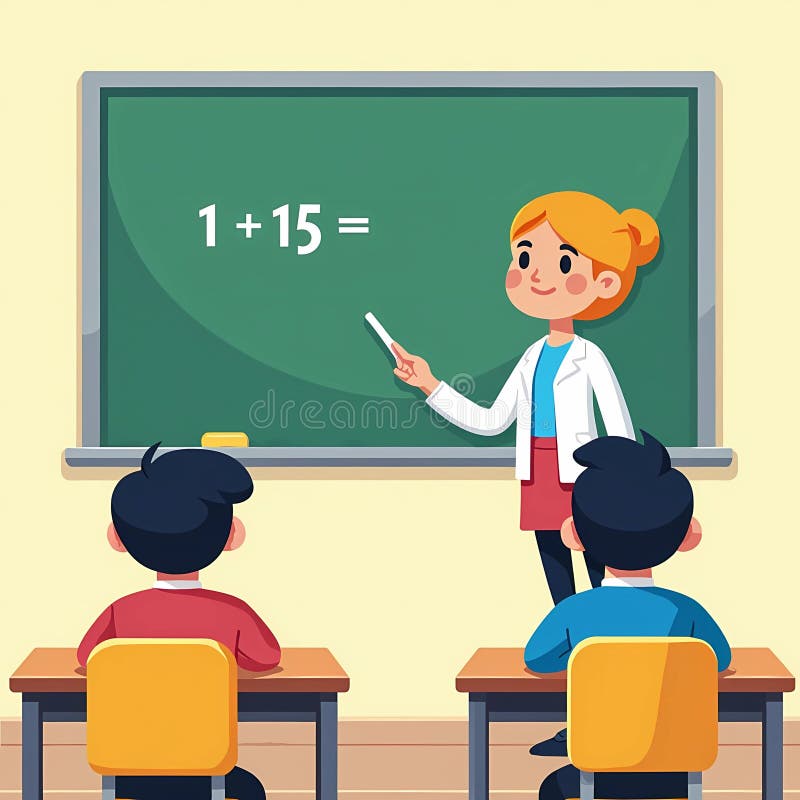 Math Lesson Vector Illustration - Engaged Students and Teacher Stock ...