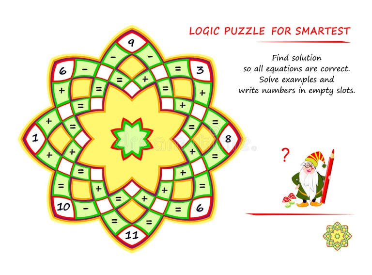 Math Logic Puzzle Game for Smartest. Find Solution so All Equations are ...