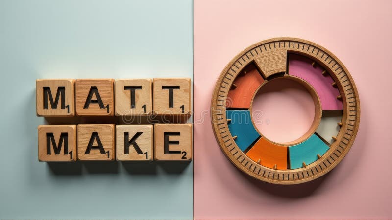 Math Makes Sense Wooden Blocks and Pie Chart Stock Illustration ...