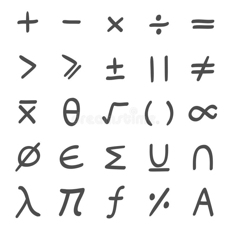 Math, Mathematical Symbols Hand Drawn Stock Vector - Illustration of ...