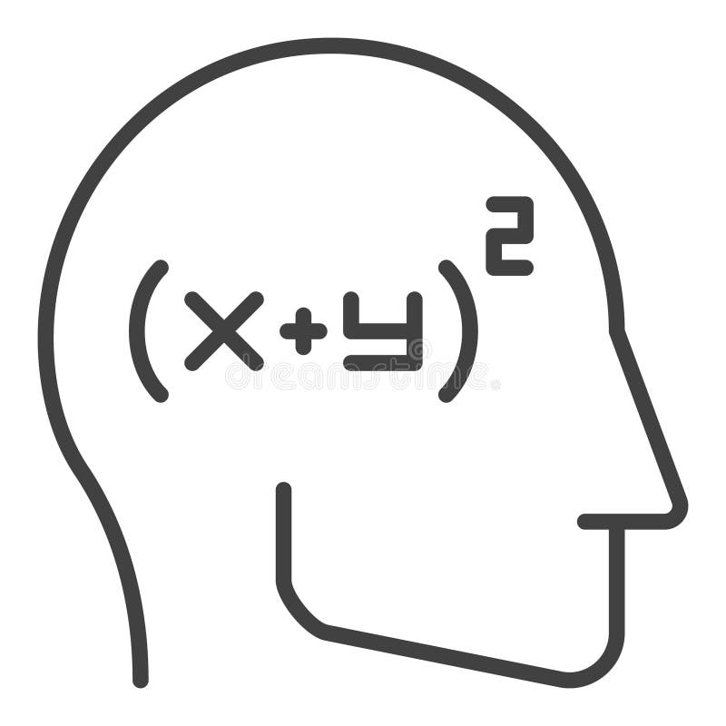 Math Mind Vector Human Head Concept Outline Icon or Symbol Stock ...