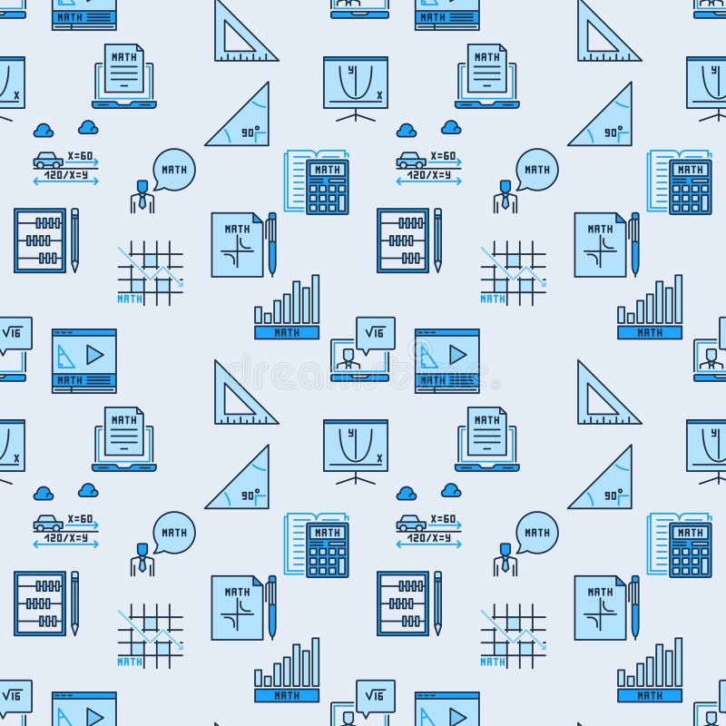 Math Modern Vector Seamless Background - Mathematics Colored Pattern ...