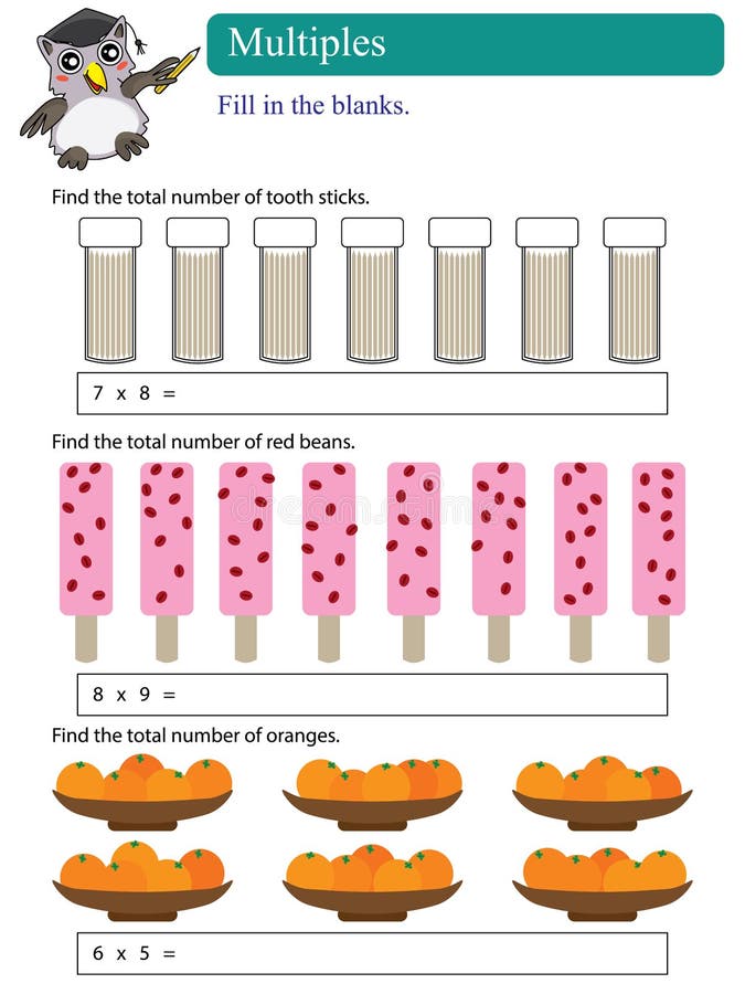 Math Multiples Count by 4 - 6 Stock Vector - Illustration of four ...