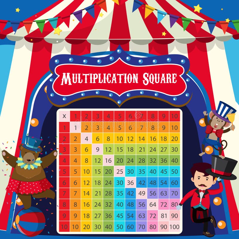 Math Multiplication Square Unicorn Theme Stock Vector - Illustration of ...