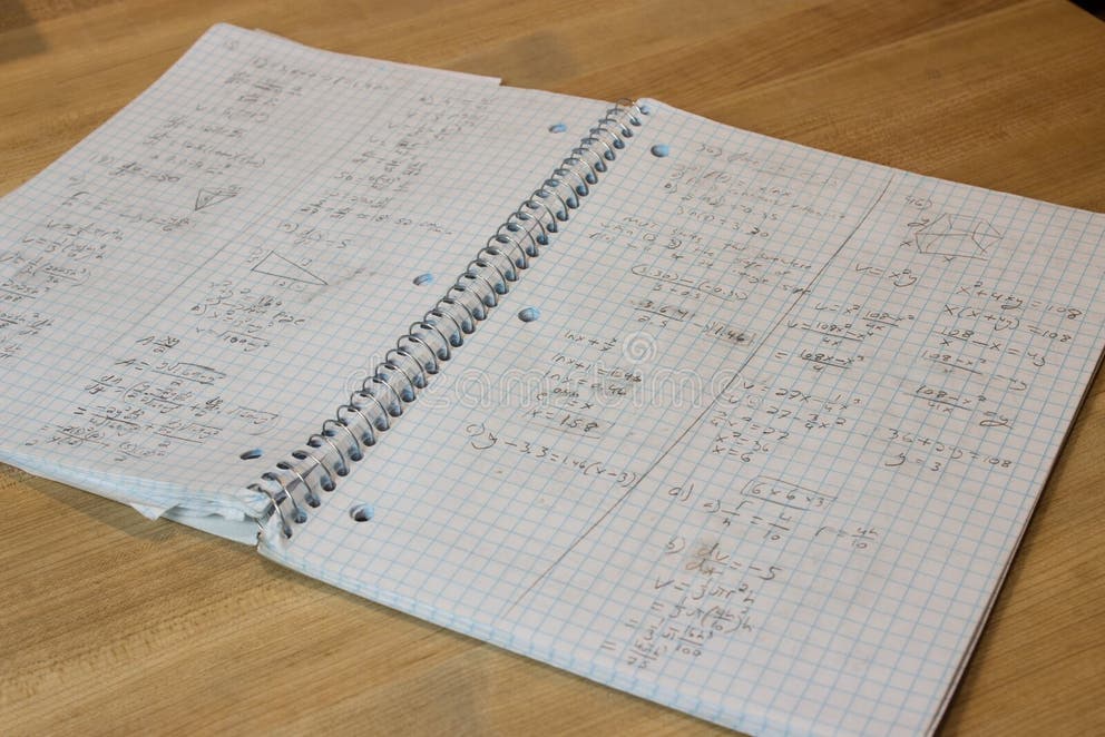 Math Notebook Open Messy Handwriting Stock Photo - Image of algebra ...