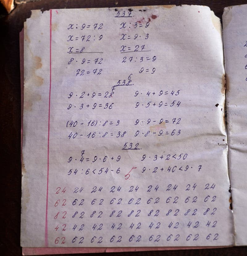 Math Notebook Page with Solved Equations Stock Image - Image of page ... Math Notebook Page with Solved Equations Stock Image - Image of page ...