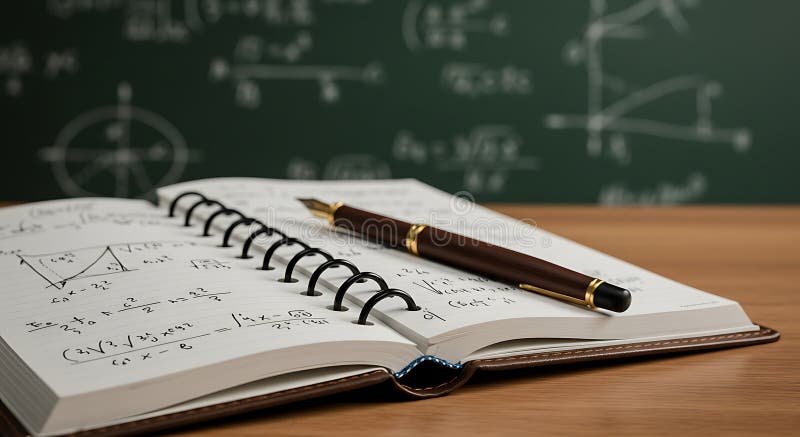 Math Notebook and Pen stock illustration. Illustration of school ...