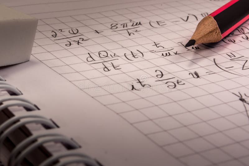 Math notebook stock image. Image of eraser, formula, mathematics - 69862085