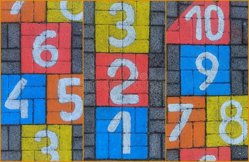 Math Number Colorful on Pavement Background, Education Study ...