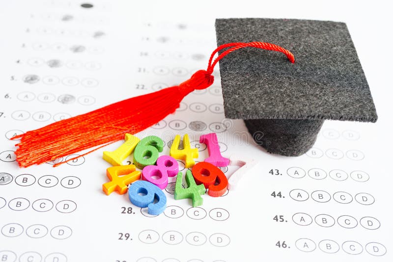 Math Number with Graduation Gap Hat on Answer Sheet Test Choice for ...