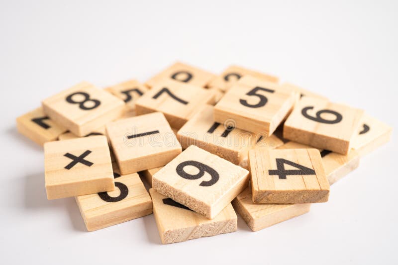 Math Number Wooden on White Background, Education Study Mathematics ...