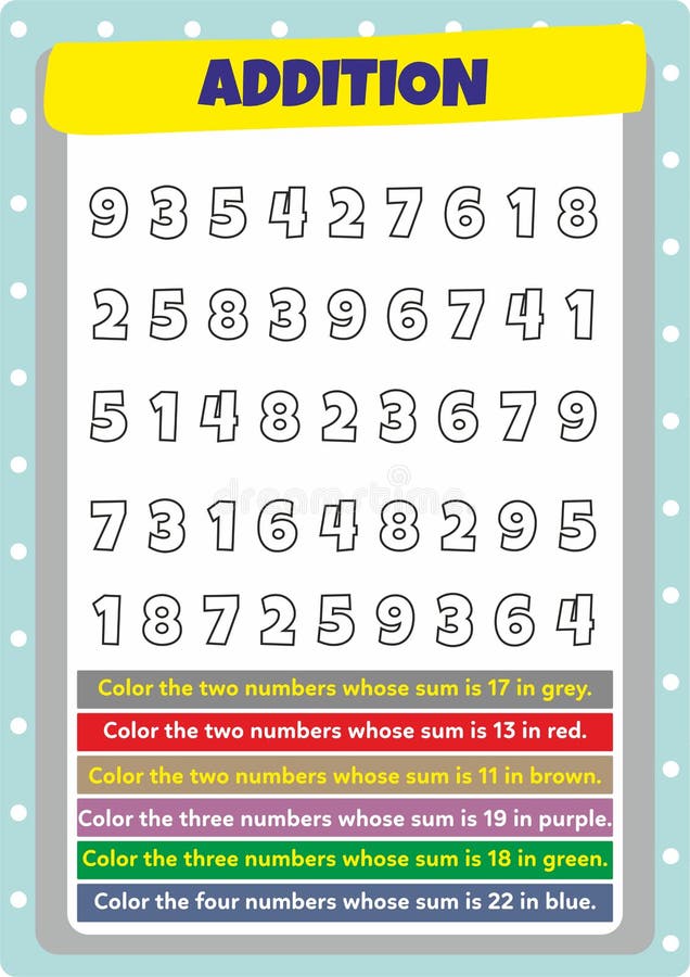 Math Operations for Kindergarten, Preschool and Primary School. Stock ...