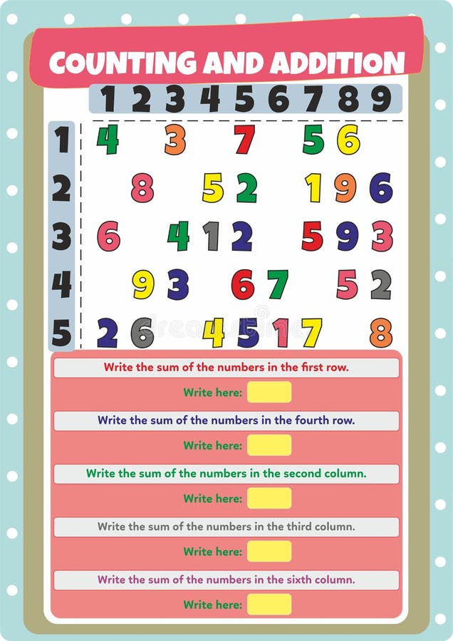 Math Operations for Kindergarten, Preschool and Primary School. Stock ...