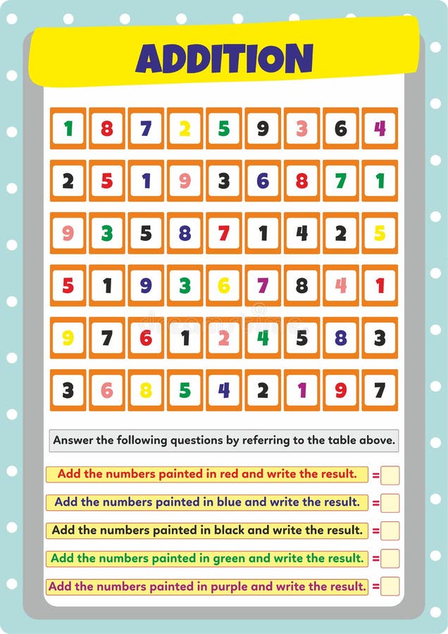 Math Operations for Kindergarten, Preschool and Primary School. Stock ...
