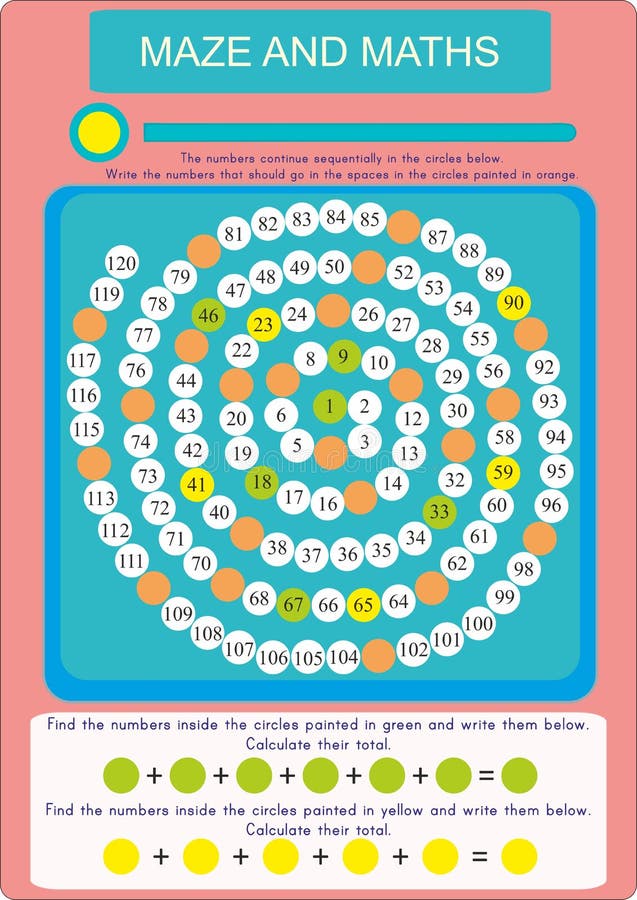 Math Operation with Maze Game for Kids Stock Illustration ...