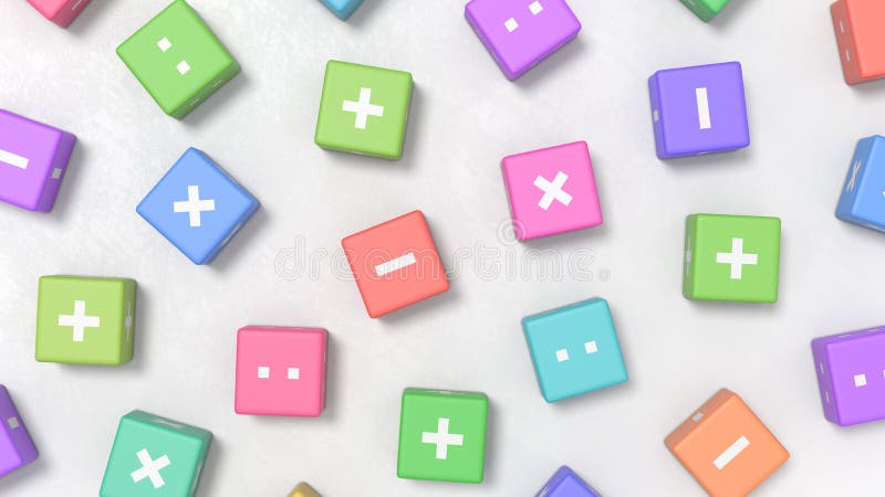 Math Operators Symbol Spotlighted on Black Background 3D Illustration ... Math Operators Symbol Spotlighted on Black Background 3D Illustration ...