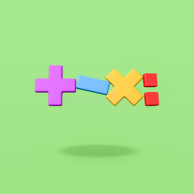 Math Operators Symbol Spotlighted on Black Background 3D Illustration ... Math Operators Symbol Spotlighted on Black Background 3D Illustration ...