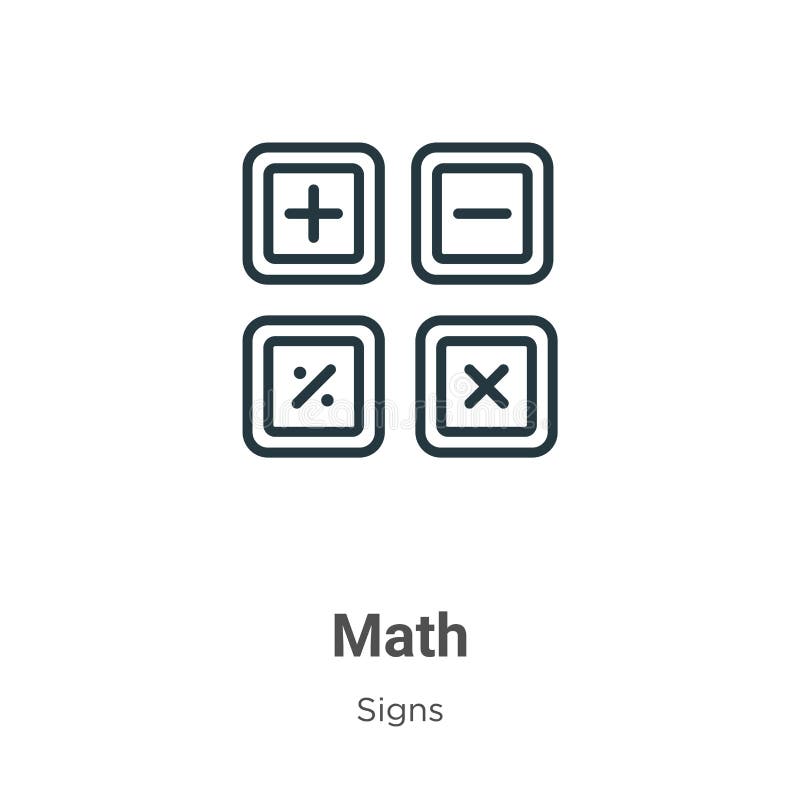 Math Outline Vector Icon. Thin Line Black Math Icon, Flat Vector Simple ...